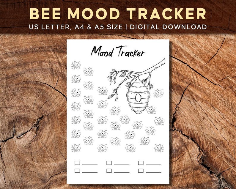 Bee Mood Tracker | Printable Monthly Mood Chart | PDF Planner Page - Etsy