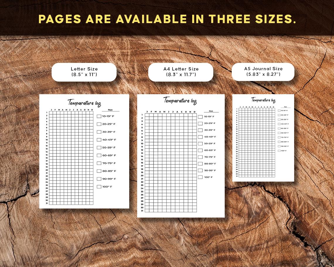 Temperature Log | Printable Monthly Weather & Temp Tracker | PDF ...