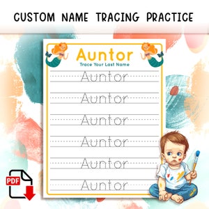 Custom Name Tracing Sheet Personalized Handwriting Practice Printable ...
