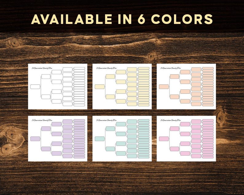 Editable Family Tree Chart Template, 5 Generation Genealogy Template ...