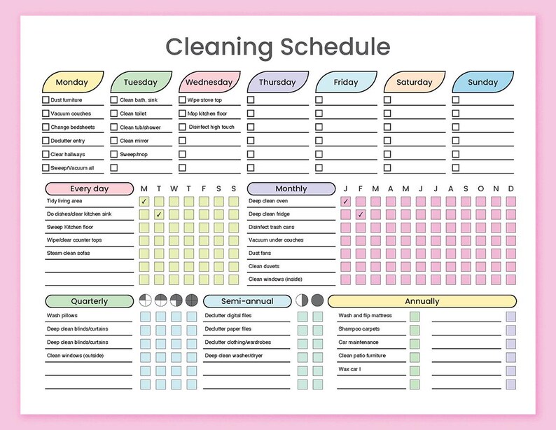 Editable Cleaning Planner – Printable Cleaning Checklist | Cleaning ...