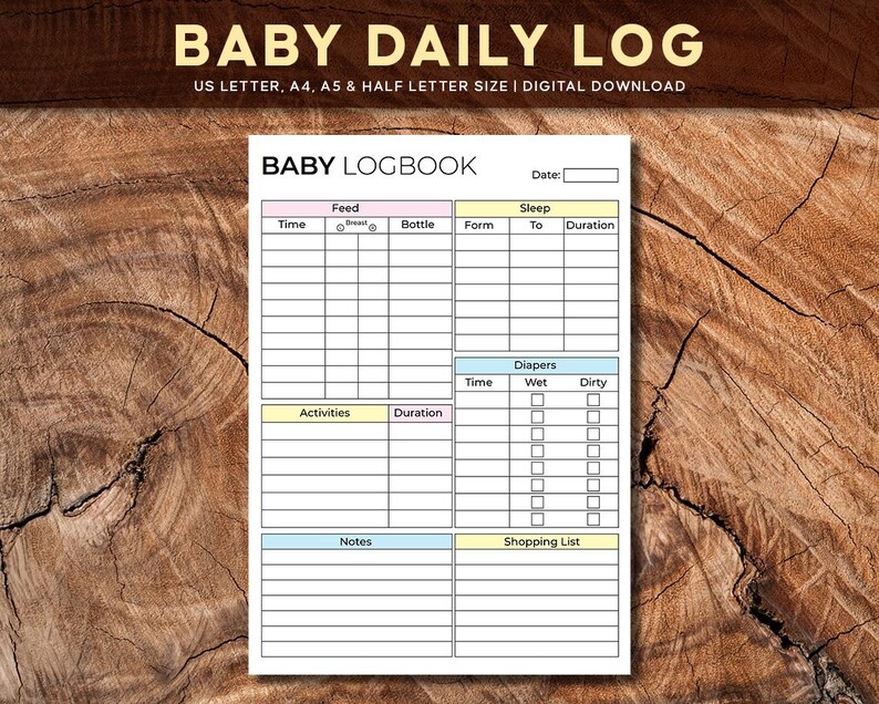 Editable Baby Daily Log | Baby Care Tracker | Printable & Editable PDF ...