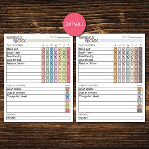 Editable Weekly Chore Chart – Kids Weekly Responsibility Chart ...