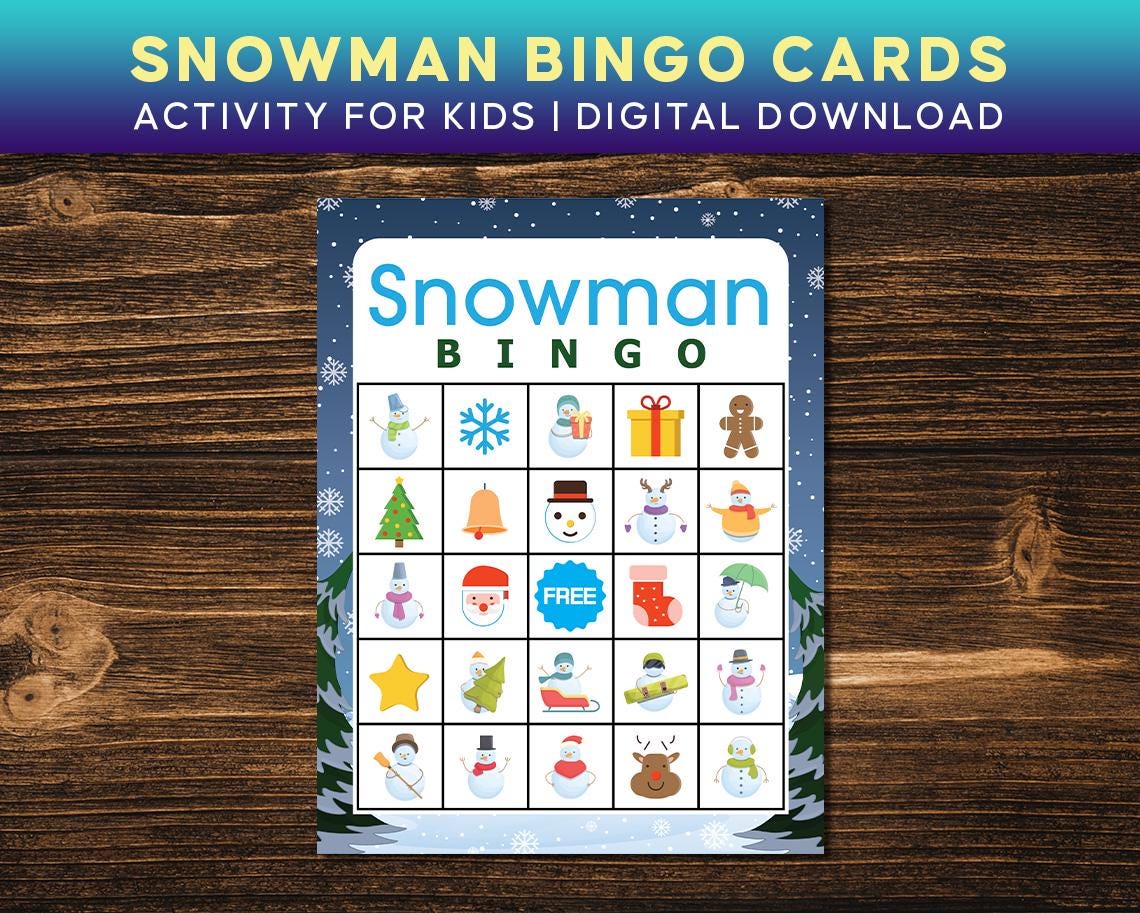 Snowman Bingo Game Printable - 30 Snowman Bingo Cards With Bonus ...