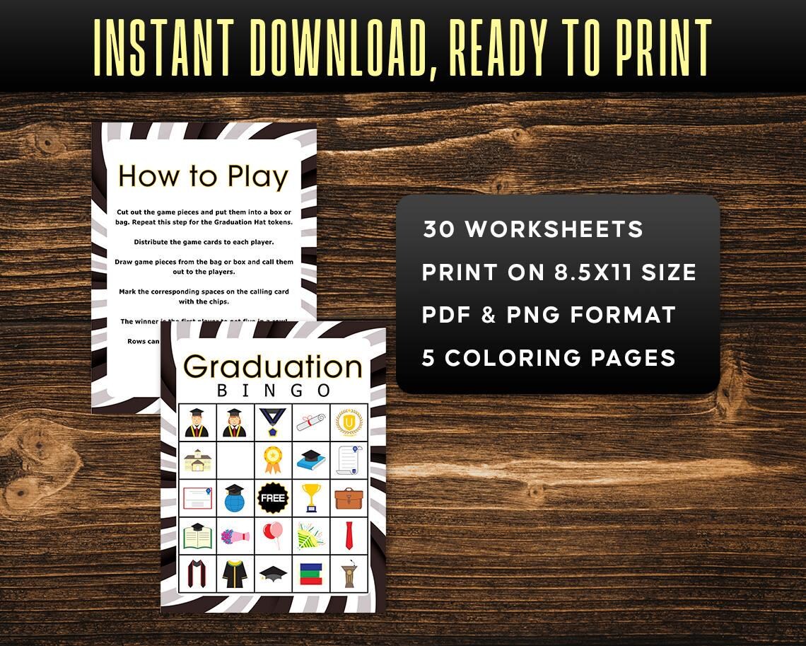 Graduation Bingo Game Printable - 30 Graduation Bingo Cards + Bonus ...