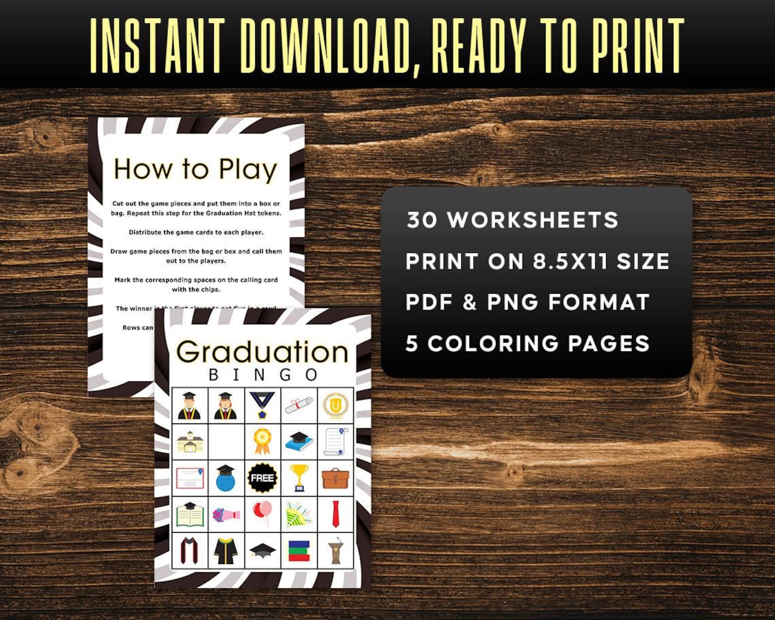 Graduation Bingo Game Printable - 30 Graduation Bingo Cards + Bonus ...