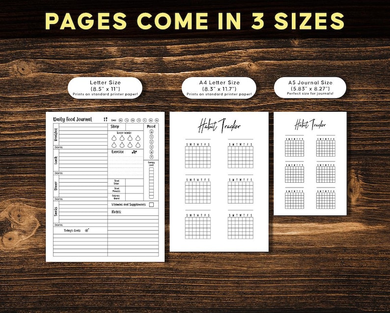 Printable Daily Food Journal – Meal and Fitness Tracker | Diet and ...