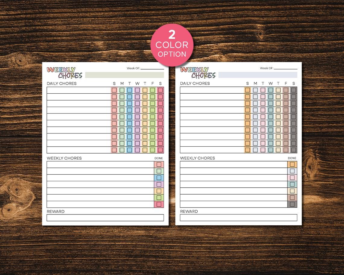 Editable Weekly Chore Chart – Kids Weekly Responsibility Chart ...