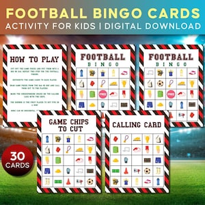 Football Bingo Game Printable - 30 Unique Football Bingo Cards With ...