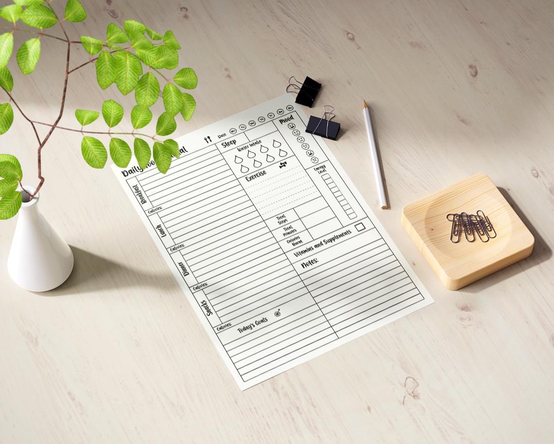Printable Daily Food Journal – Meal and Fitness Tracker | Diet and ...