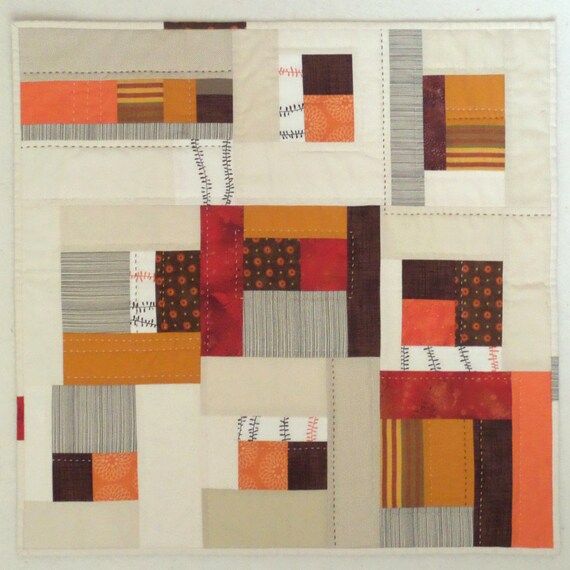 Autumn Modern Patchwork Art Quilt Wall Hanging Table Topper | Etsy