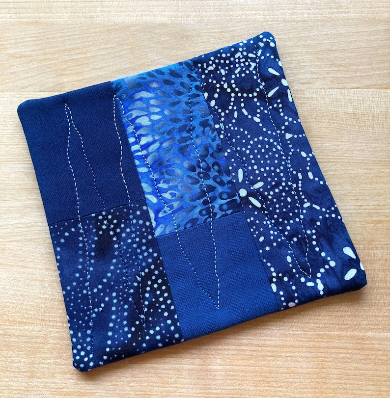 NEW - Indigo Blues Patchwork Coffee Coaster, Mug Rug - Etsy