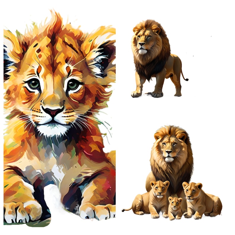 Clip Art Lion, PNG Lions, Lion Painting, Lion Cub PNG, Printed Image ...