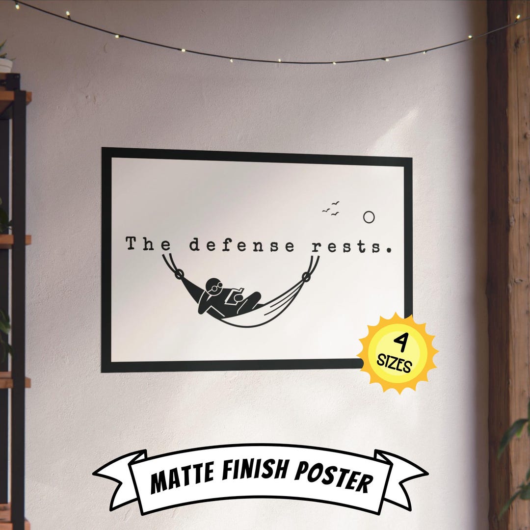 THE DEFENSE RESTS Poster, Office Decor Gift for Retiring Defense Lawyer ...