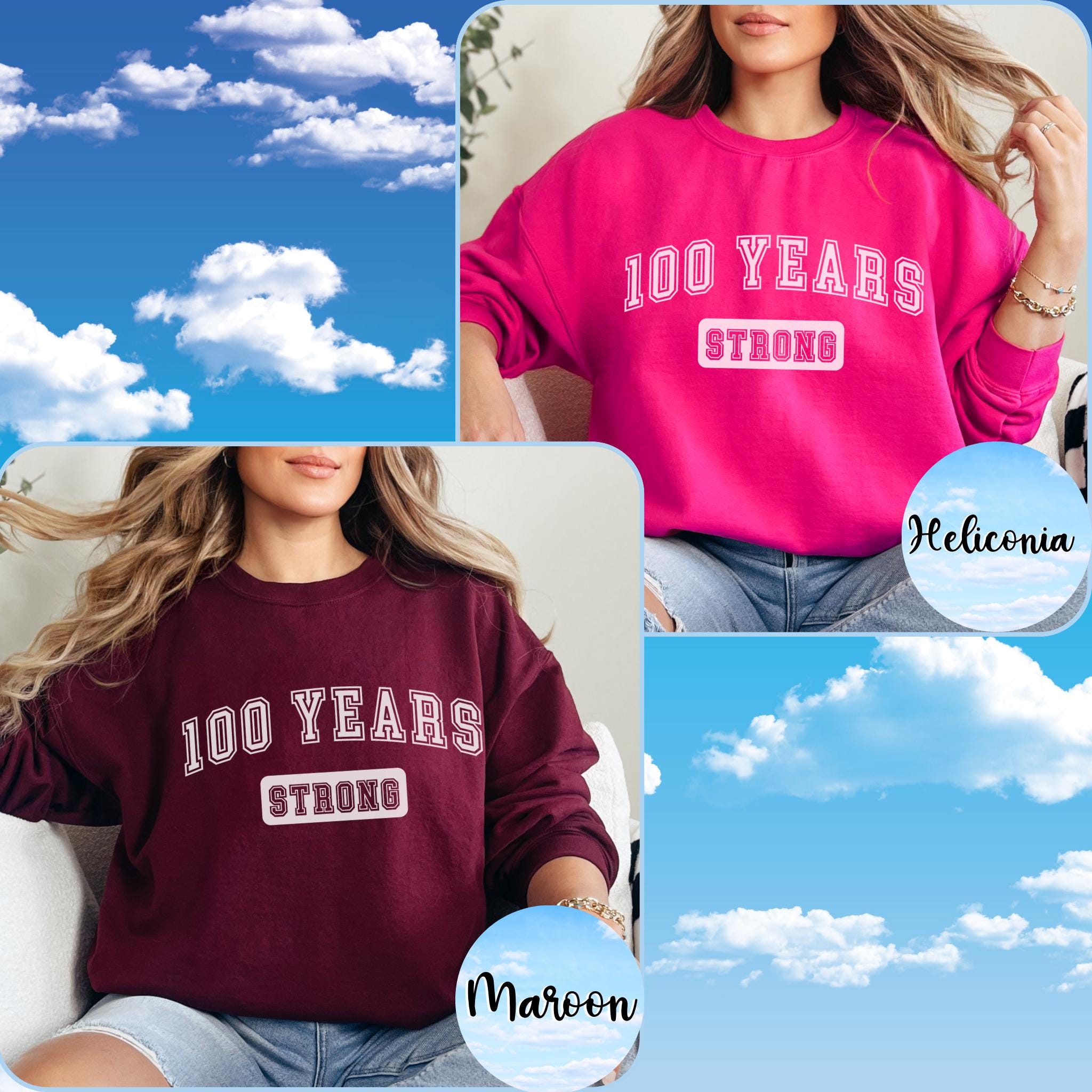 100 YEARS STRONG 100th Birthday, Anniversary Pullover Crewneck Varsity ...