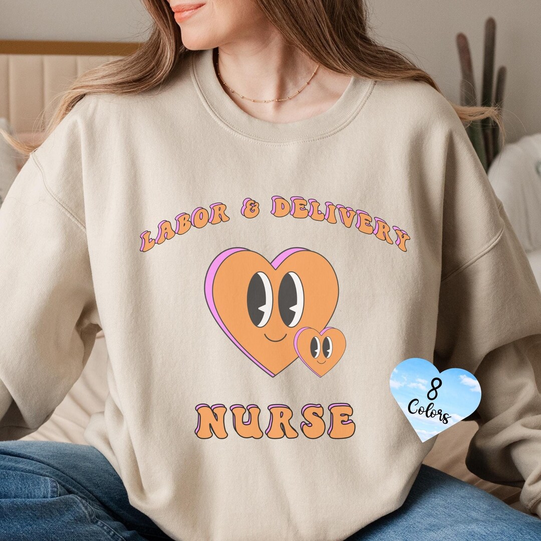 LABOR AND DELIVERY Nurse Retro 90s Heart Sweatshirt, Boho Y2K ...