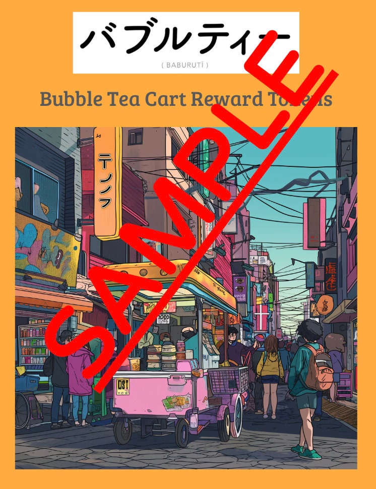 Boba Tea Cart Token Rewards, Bubble Tea Cart Reward Chart, Positive ...