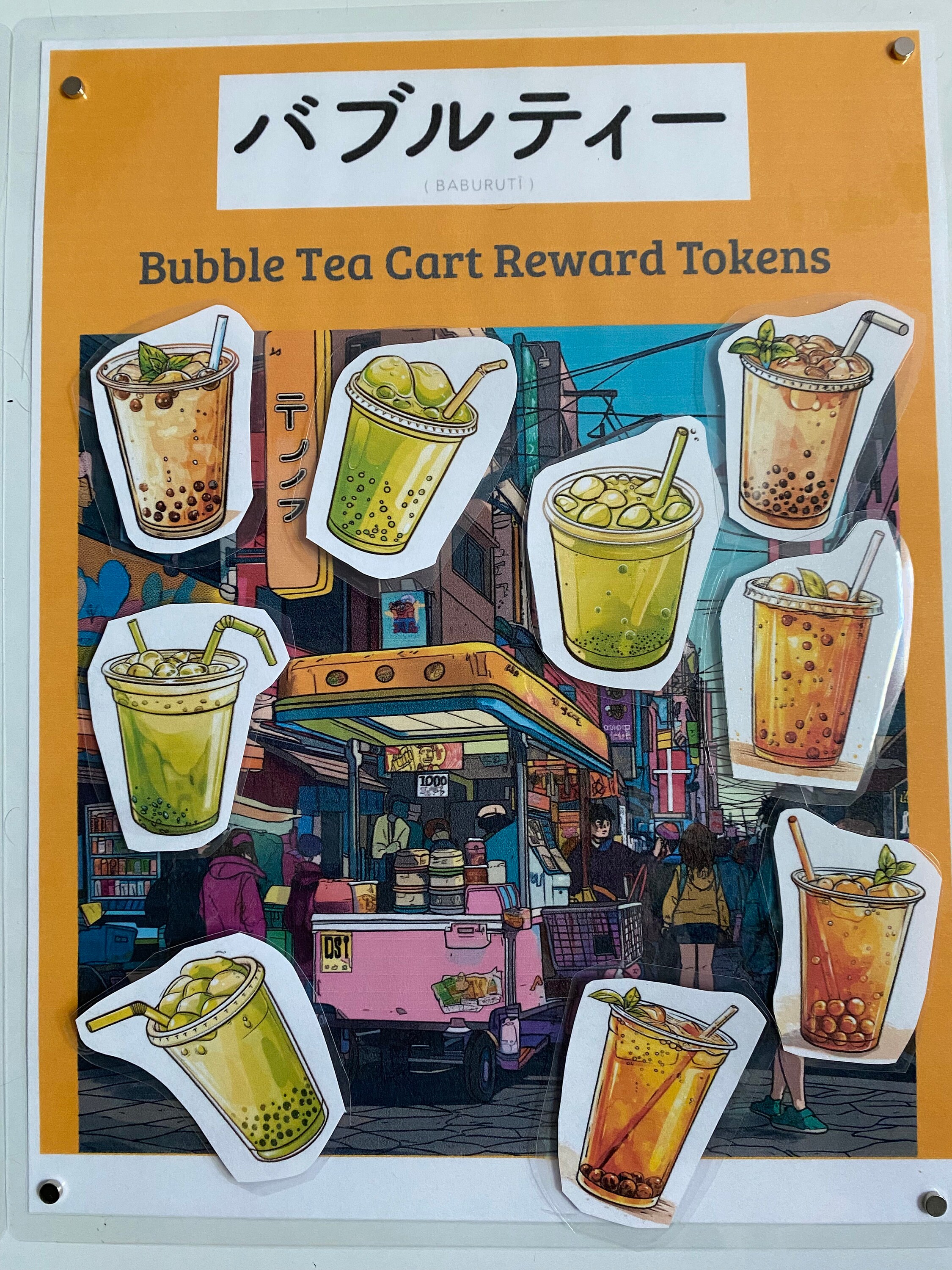 Boba Tea Cart Token Rewards, Bubble Tea Cart Reward Chart, Positive ...