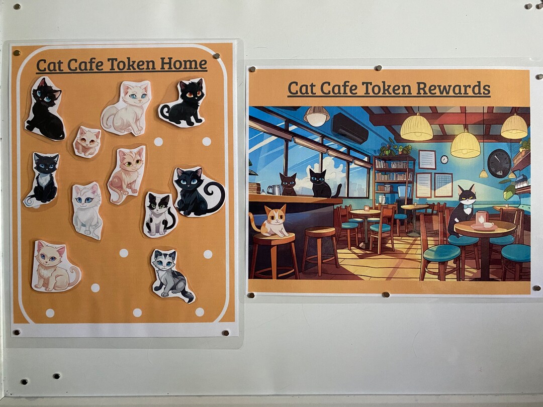 Cat Cafe Reward Chart, Cute Cats Token Rewards, Positive Reinforcement ...