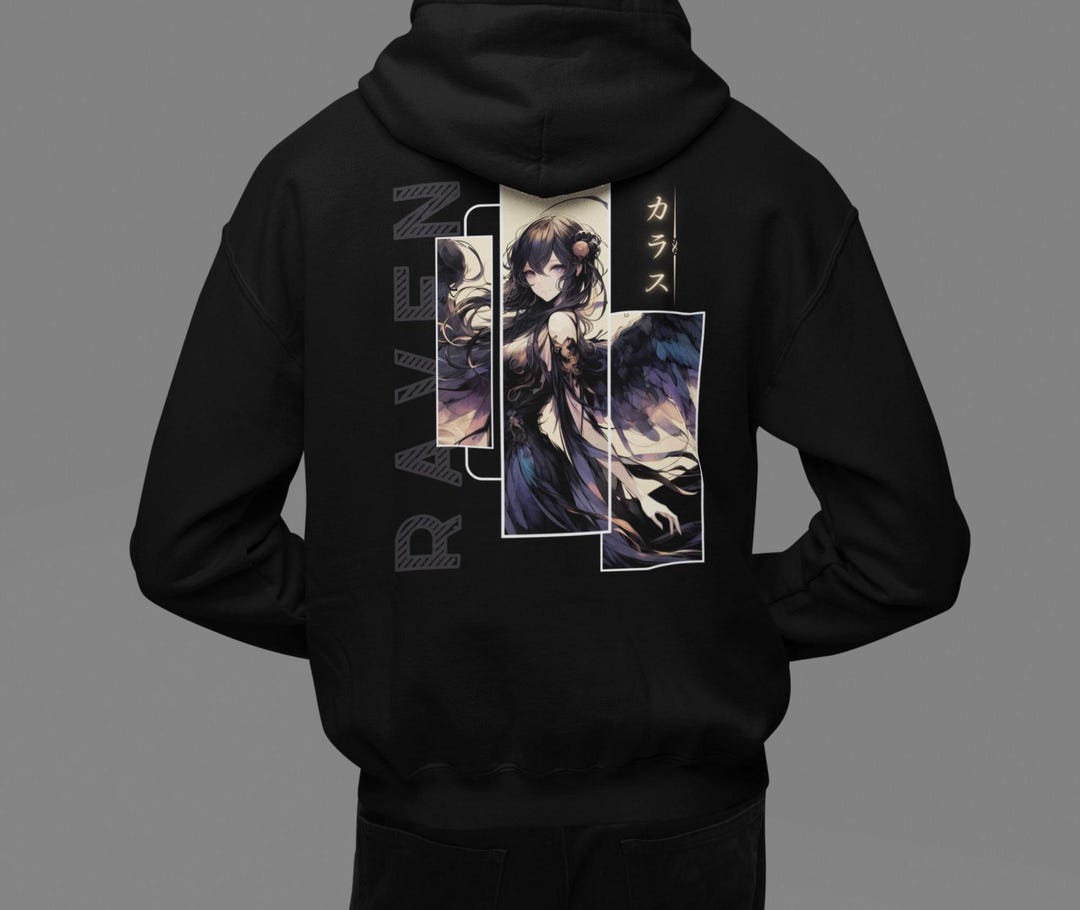 Aesthetic Anime Raven Girl Hoodie, Kawaii Waifu Sweatshirt, Japanese ...