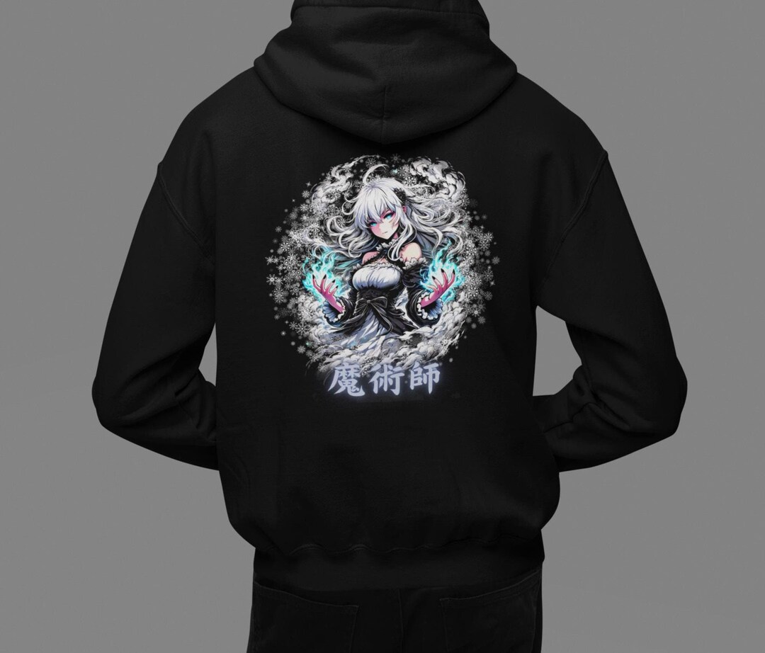 Grunge Anime Girl Hoodie, Japanese Kawaii Waifu Sweatshirt Streetwear ...