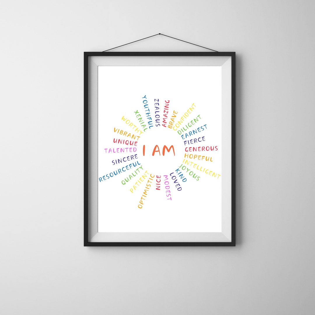 I Am Positive Affirmations for Children Wall Art, Kids Motivational ...