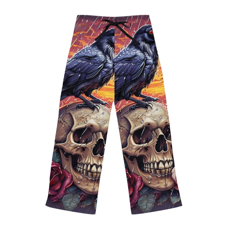 Gothic Raven & Skull Pajama Pants, Dark Aesthetic Sleepwear, Unique ...