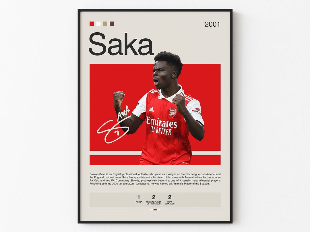 Bukayo Saka Poster, England Soccer, Arsenal FC, Soccer Gifts, Sports ...