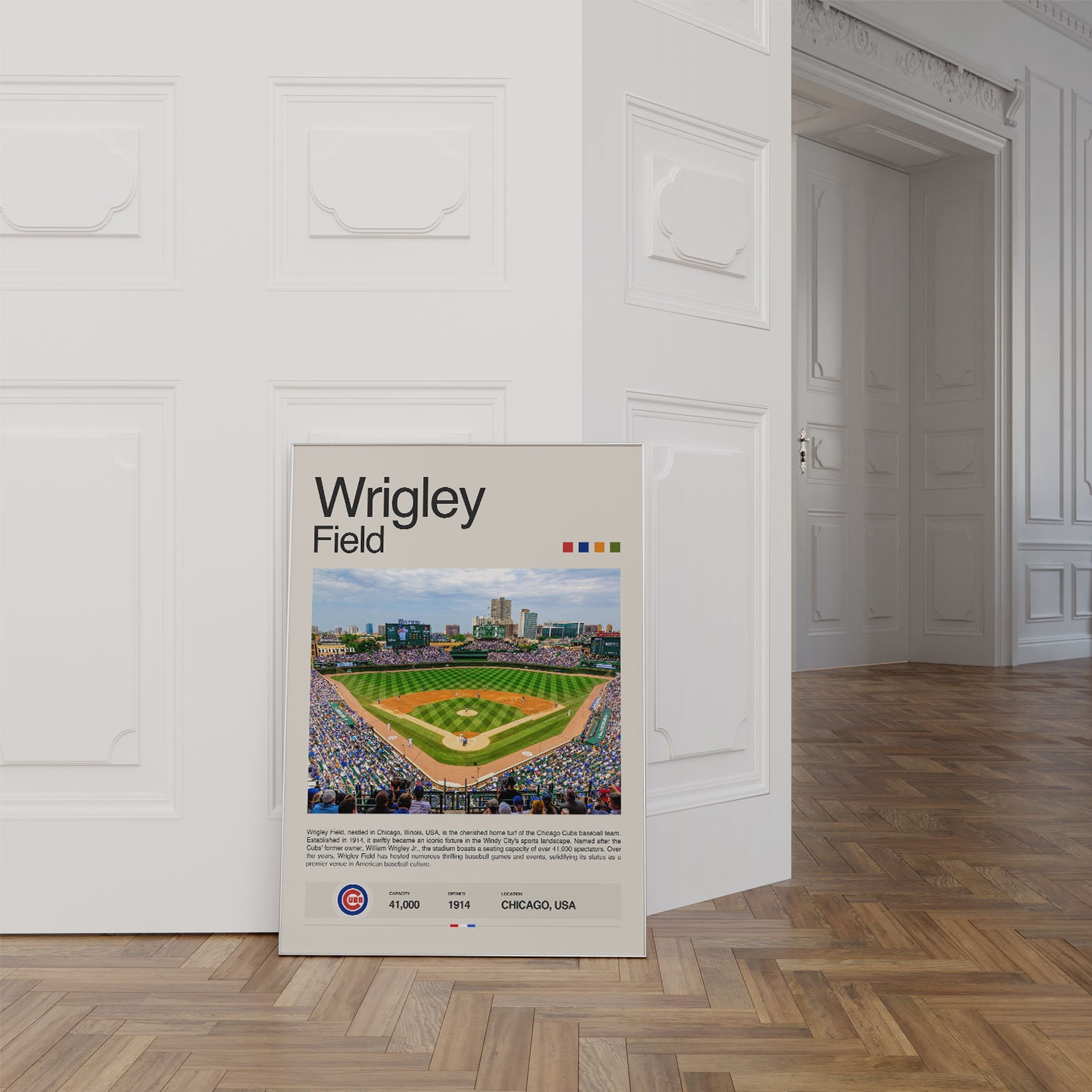 Wrigley Field Stadium Print, Chicago Cubs Poster, Mid Century Modern ...