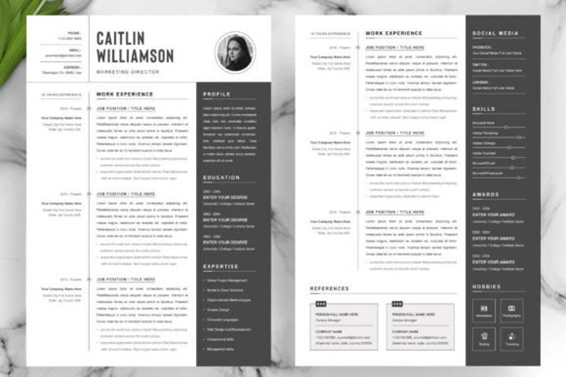 Resume Template for Word | 1 & 2 Page Professional Resume Template ...