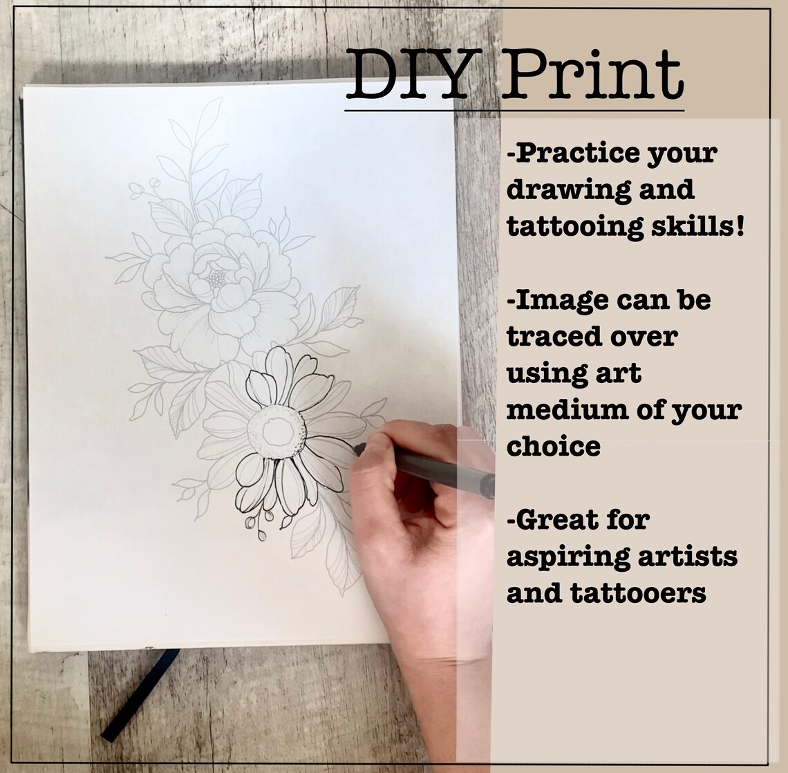 Floral Tattoo Design - Etsy
