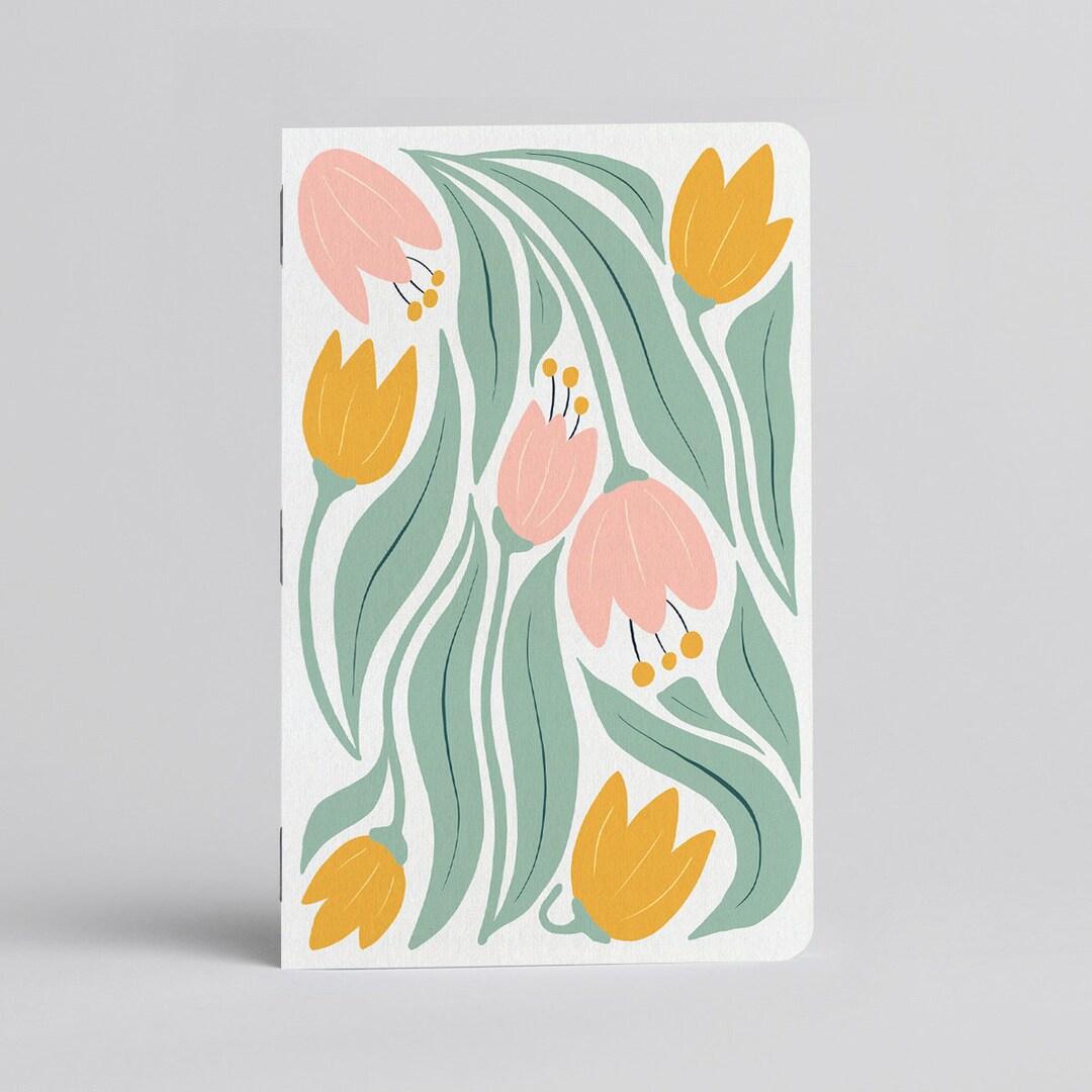 Floral Tulip Notebook, Bright Flower Journal, Colorful Tulip Memo Book ...