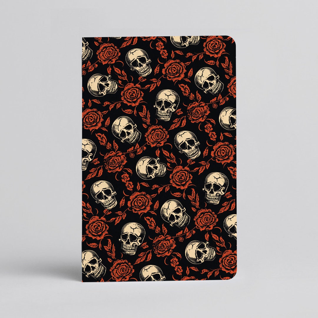 Skull Rose Pocket Notebook, Halloween Spooky Season Journal, Unique ...