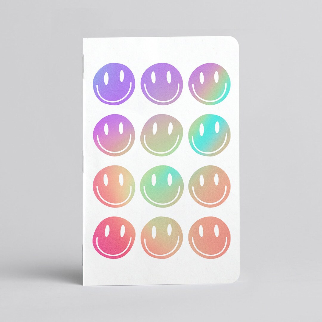 Smile Face Notebook, Smile, Happy Face Memo Book, Tie Dye Pocket ...