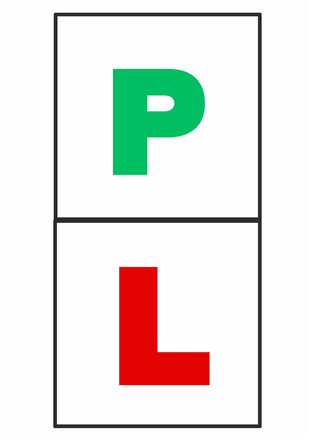 Printable L and P Plate Sign Digital Download Product A4 Size - Etsy