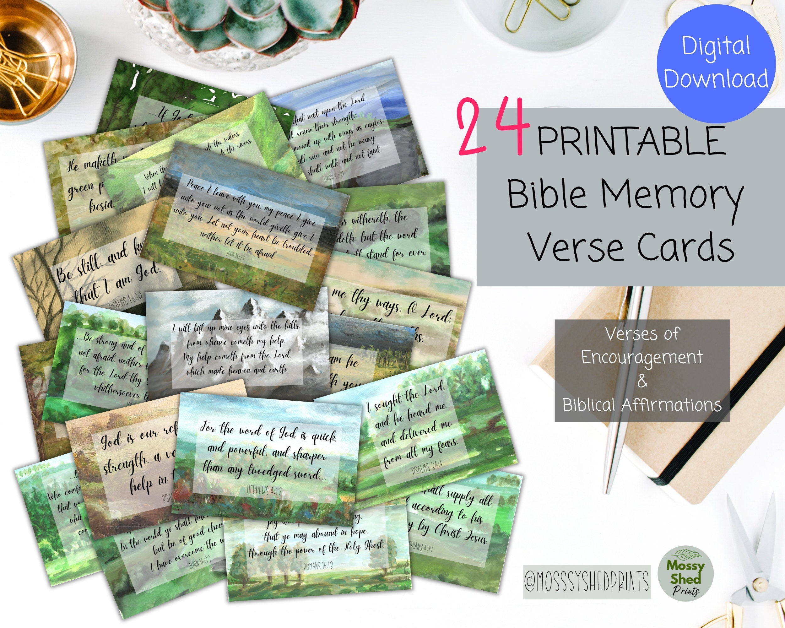 Memory Verse Cards, Scripture Cards, Biblical Affirmations, Bible ...