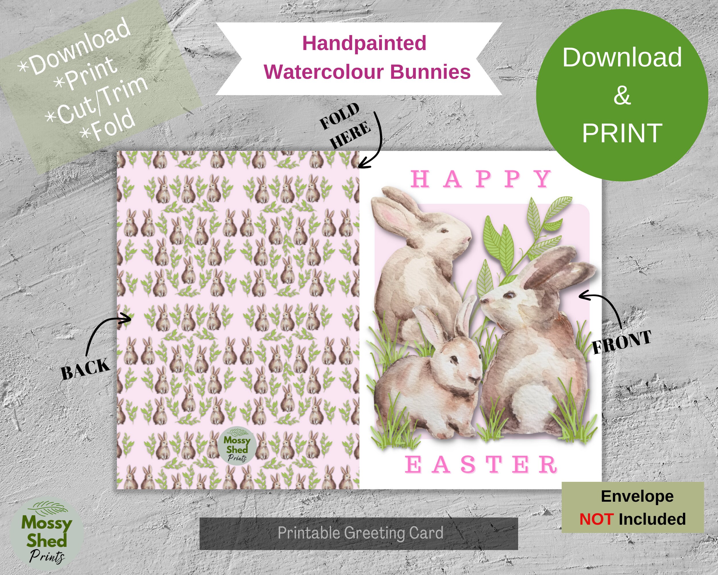 Printable Easter Card, Digital Download, Happy Easter, Watercolor ...