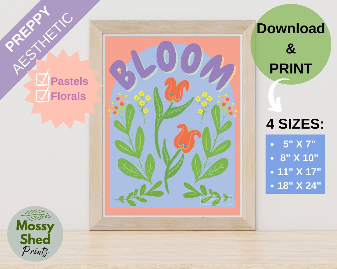 Preppy Style Art, Preppy Decor, Art Prints, Garden Prints, Girly Art ...