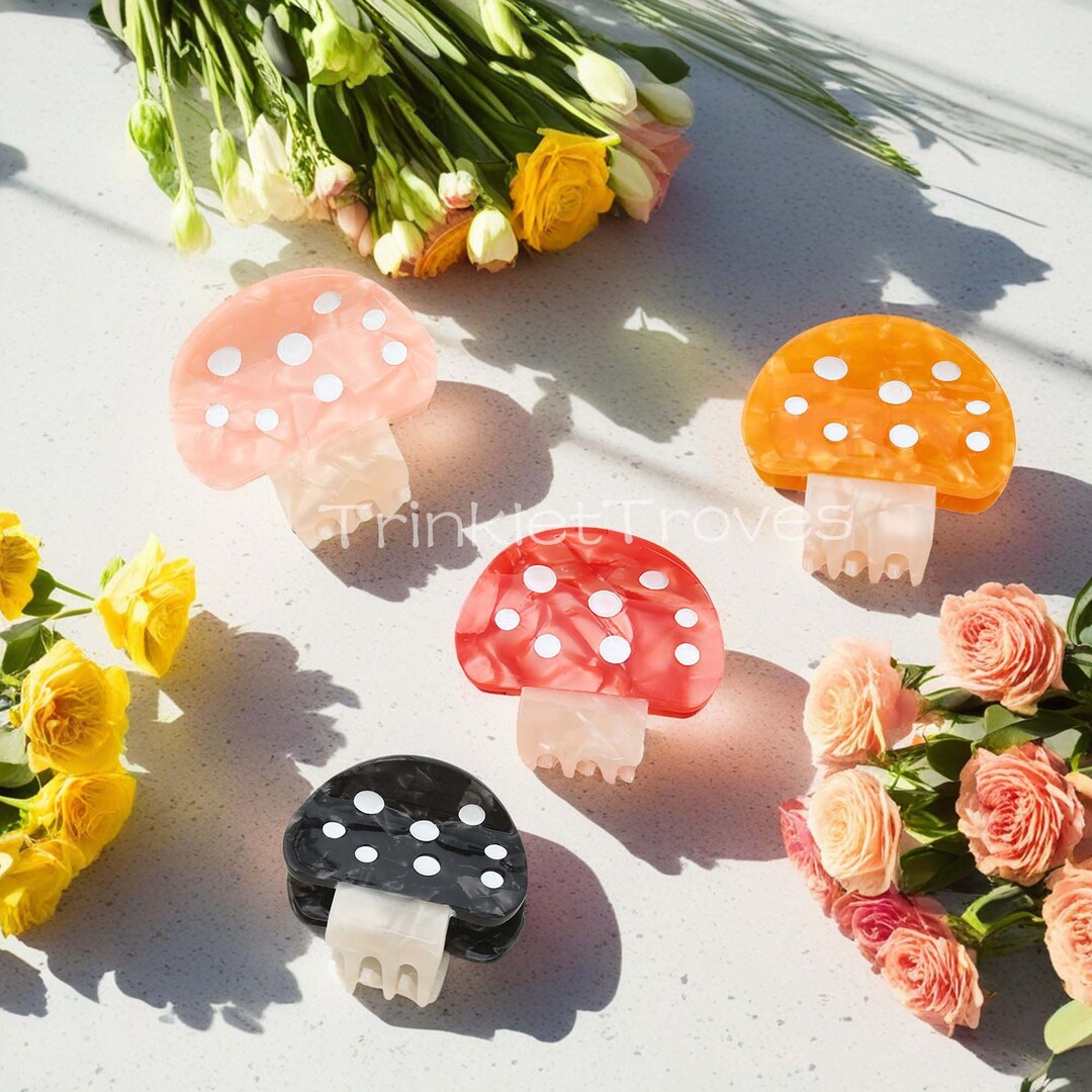 Cute Mushroom Hair Clips, Acetate Hair Clips, Fun and Unique Hair Clips ...