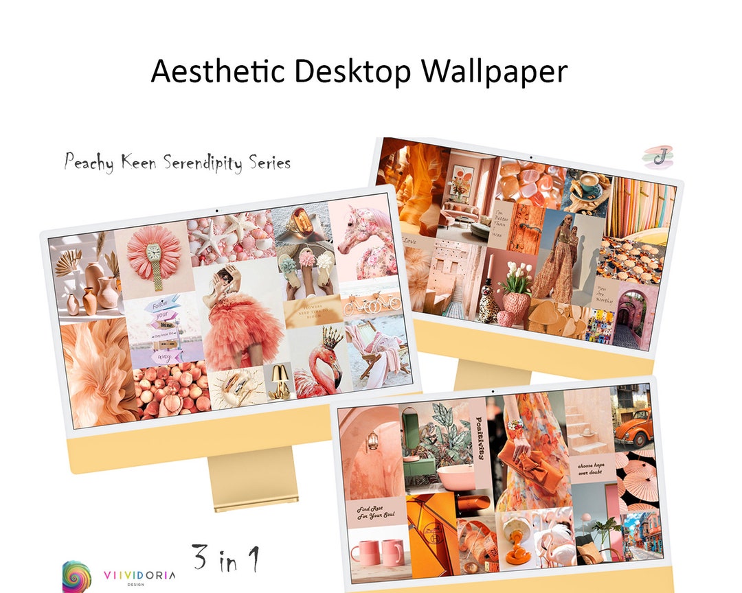 Peachy Keen Serendipity，peach Aesthetic Desktop Wallpaper, Lofi Desktop ...