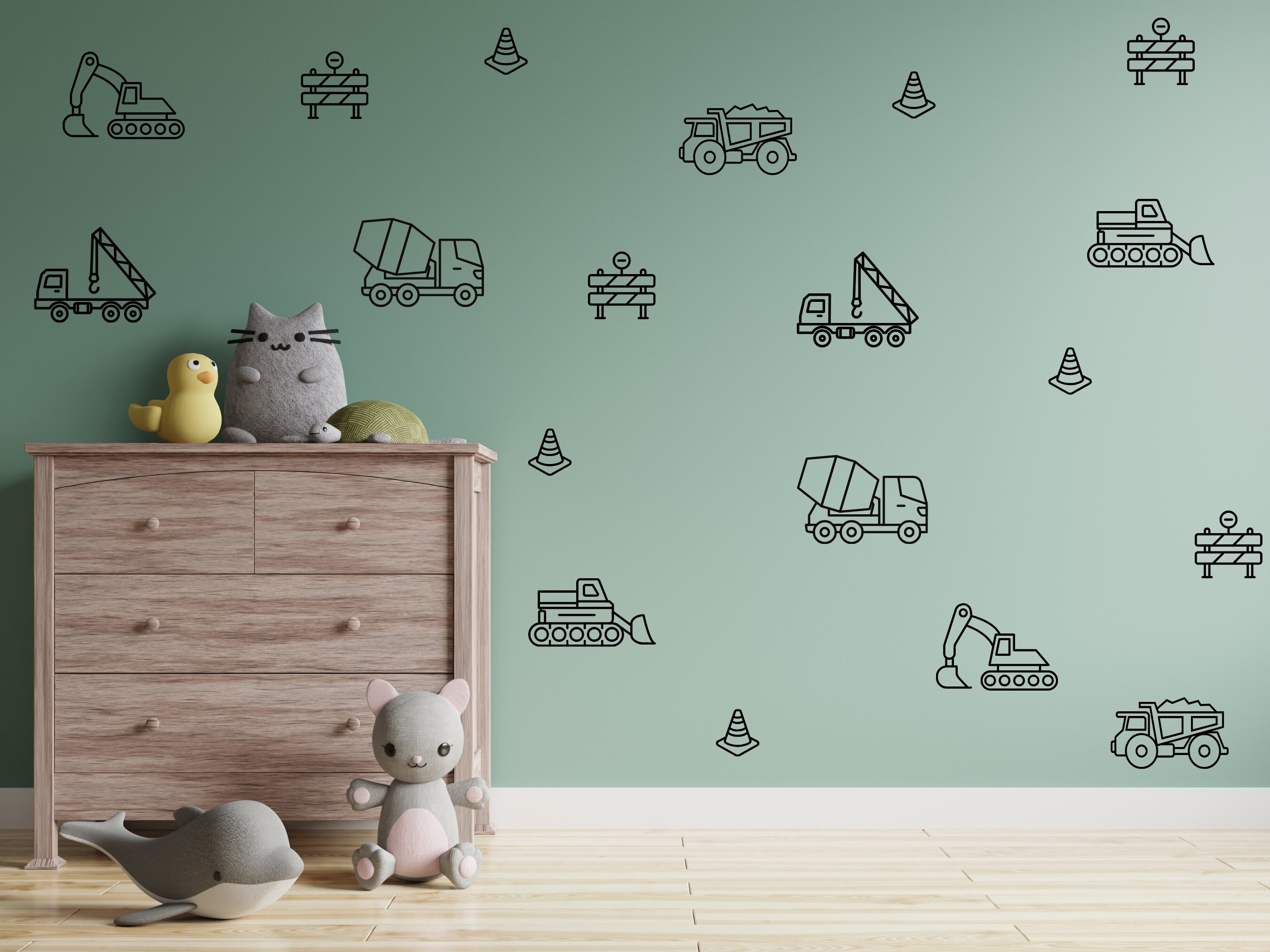 Construction Trucks Vinyl Wall Decals • Construction Decals and Decor ...