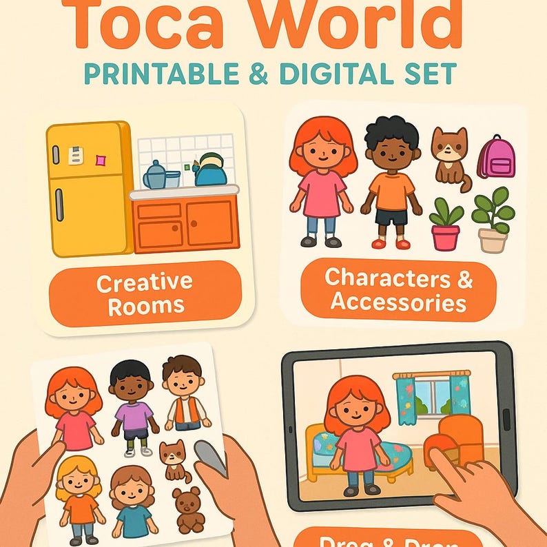 Toca Boca Printable Set Game and Craft Set for Kids Digital and ...