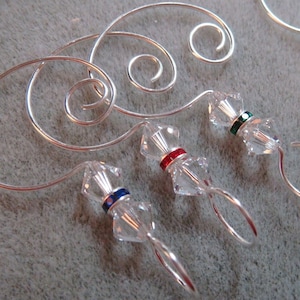 Set of 6 Swarovski Bead Ornament Hangers Hooks Enhancers Blue Red Green ...