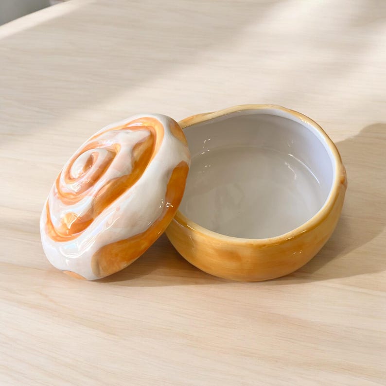 Cinnabon Inspired Ceramic Bowl With Lid, Sugar Bowl, Holiday Treat ...