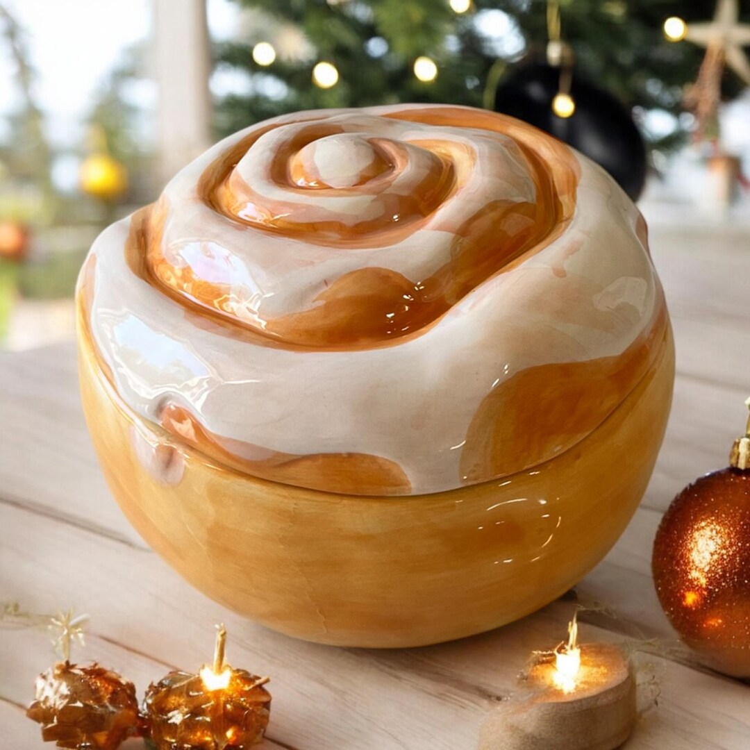 Cinnabon Inspired Ceramic Bowl With Lid, Sugar Bowl, Holiday Treat ...