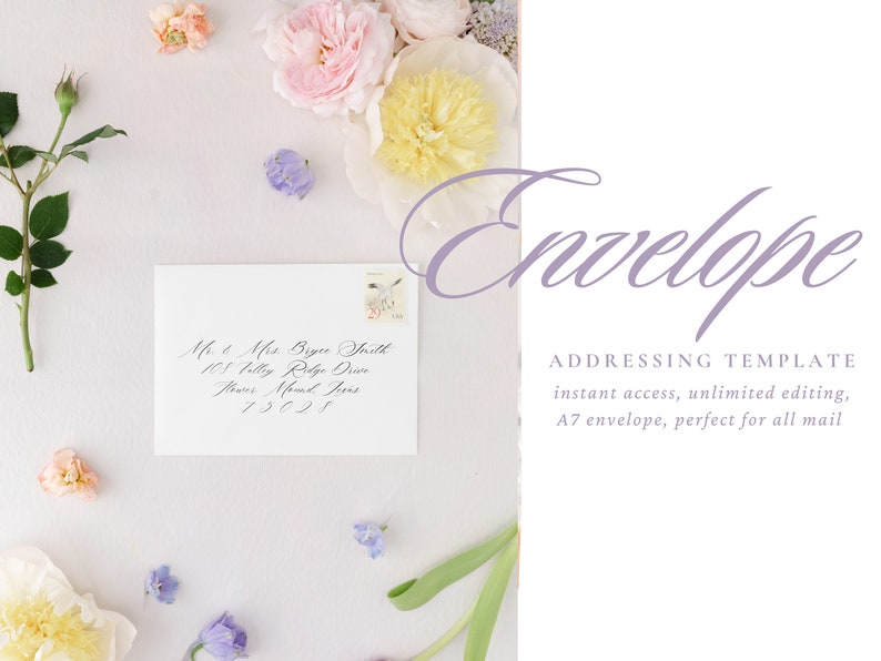 Modern Calligraphy Envelope Template, DIY Addressing Template, Wedding ...