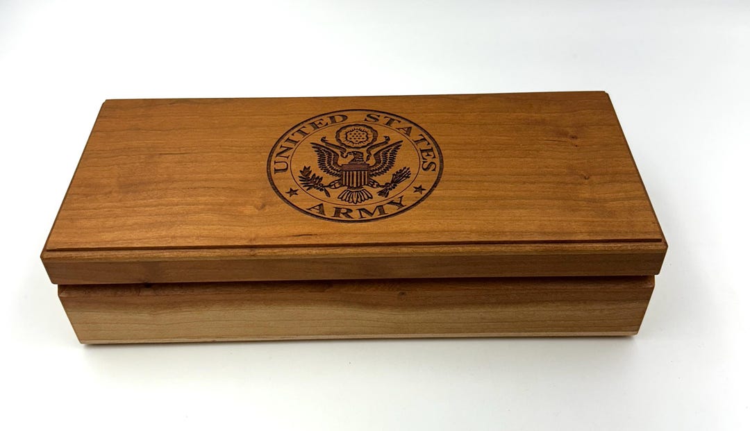 Laser Engraved Cherry Army Box - LBS 17 - Etsy