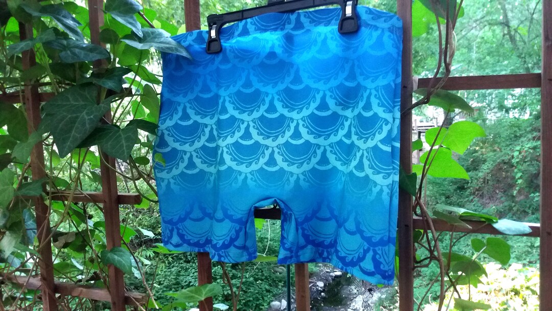 Ombre Mermaid Scale Shorts, Blue Swim Bottom, Workout Hot Pants - Etsy