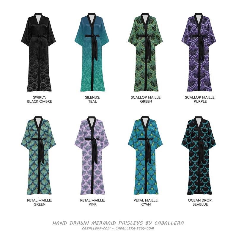 Original Mermaid Scales, Teal Blue & Black, Mermaid, Kimono, Robe ...