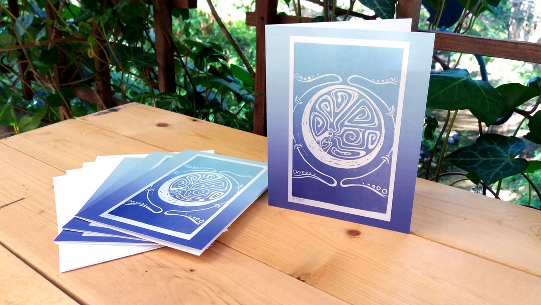 Woman in the Moon Note Cards, Original Art Greeting Cards, Laura Cesari ...